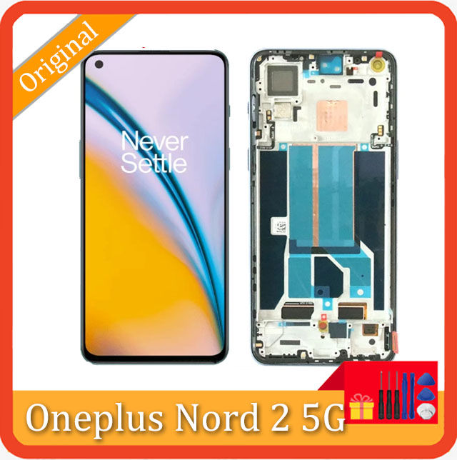 Original For Oneplus Nord 2 5G Display Amoled LCD Touch Screen With Frame 6.43" Onplus Nord2 ...