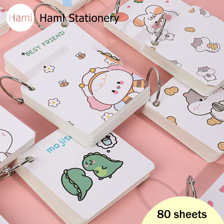 Hami 80 Sheets Cartoon Blank Cards With Ring Buckle Graffiti DIY Card ...