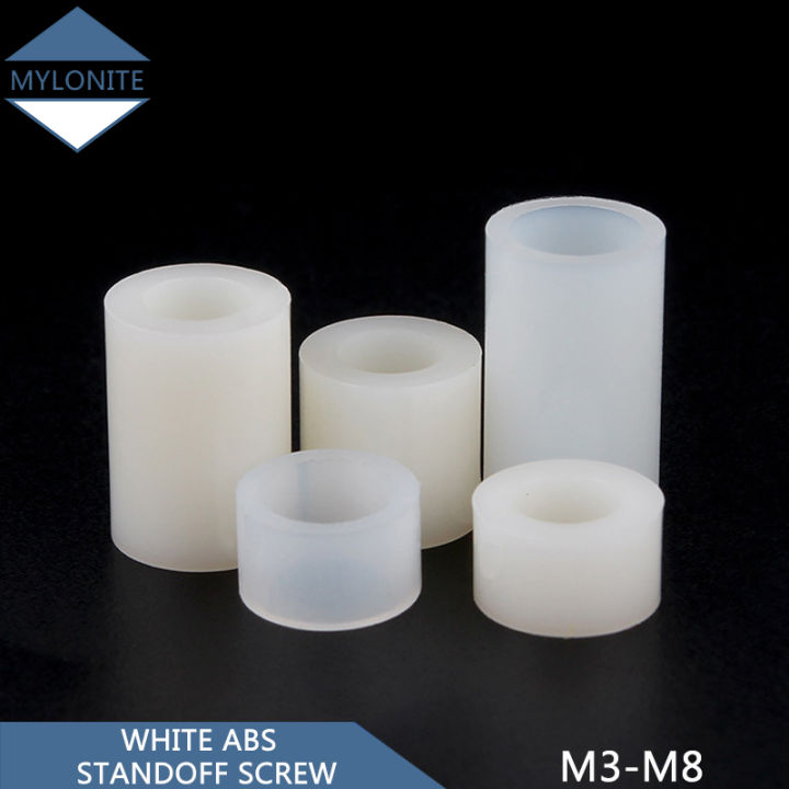 M3 M5 M6 M8 White Nylon Non-Threaded Spacer ABS Standoff Round Hollow ...