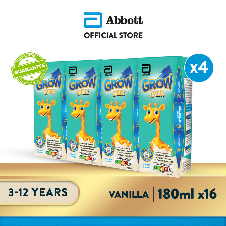 [Bundle of 4] GROW Growing Up Milk for Kids - Ready-To-Drink Vanilla (3 ...