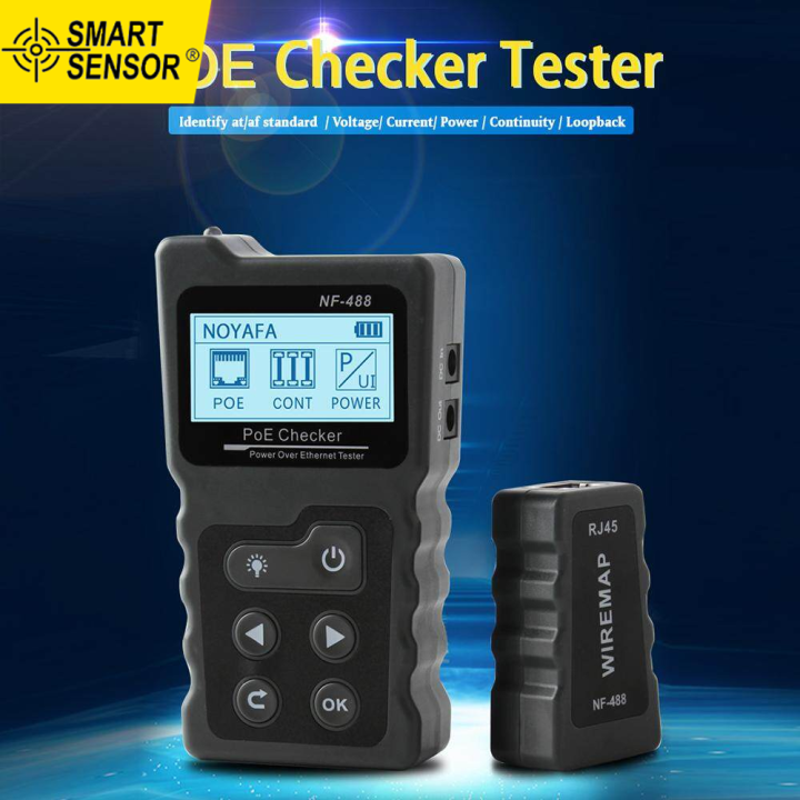SMART SENSOR Multi-functional LCD Network Cable Tester PoE Checker ...