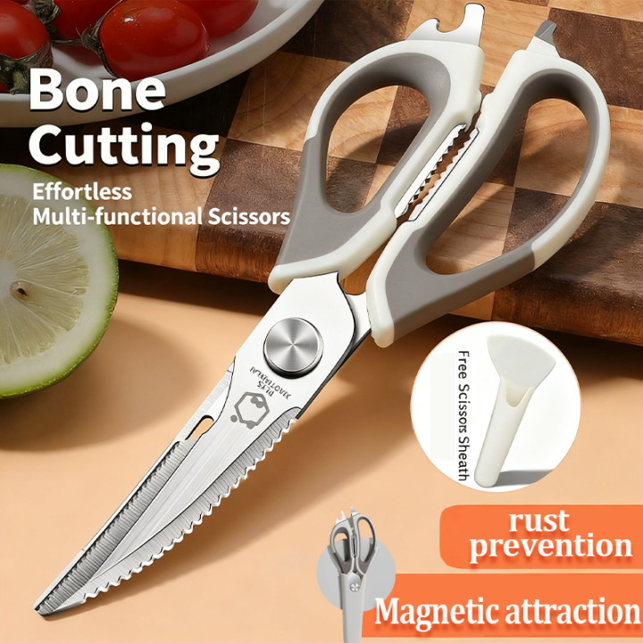 Stainless Steel Kitchen Scissors Multifunction Food Scissor Kitchen Tool Free Magnetic Cover ...