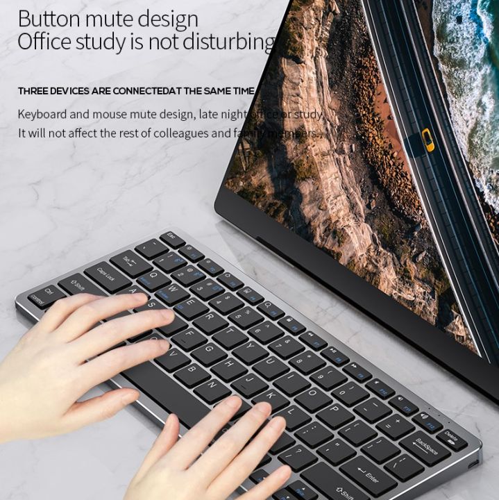 Wireless Keyboard Set Rechargeable Thin Keyboard Three Mode 2.4 GHz ...
