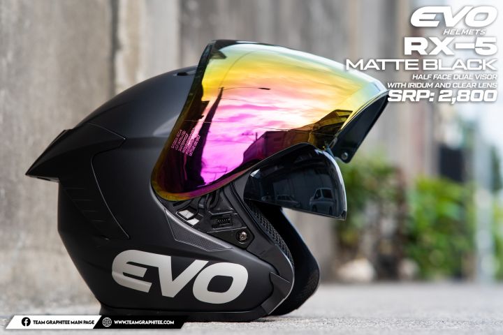 EVO RX-5 MATTE BLACK (NON REVO RED IRIDIUM LENS) HALF FACE DUAL VISOR ...