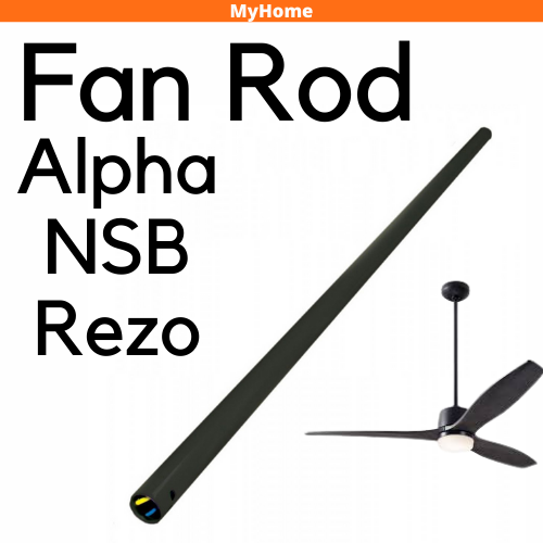 Long Ceiling Fan Rod Alpha NSB Rezo 1 2 3 4 Feet Matt Black Besi Kipas ...