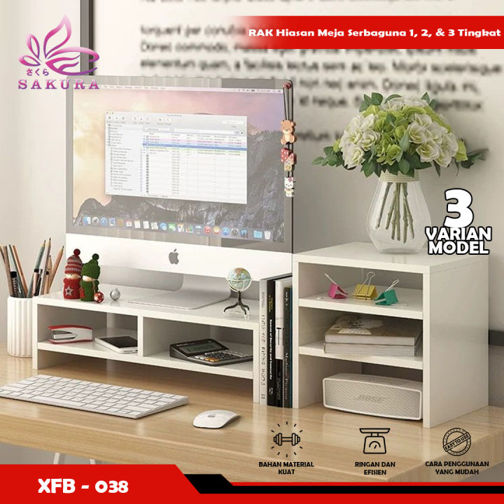 Rak Dasar Layar Monitor Penyimpanan Meja Kantor / Laptop Atau Buku ...