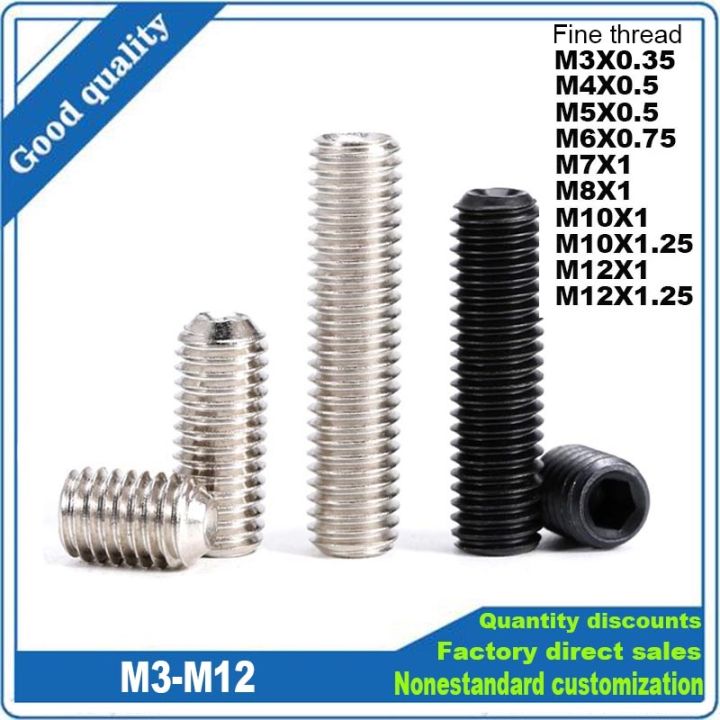 M3 M4 M5 M6 M7 M8 M10 M12 Fine Thread DIN916 Black 12.9 Steel Hex ...
