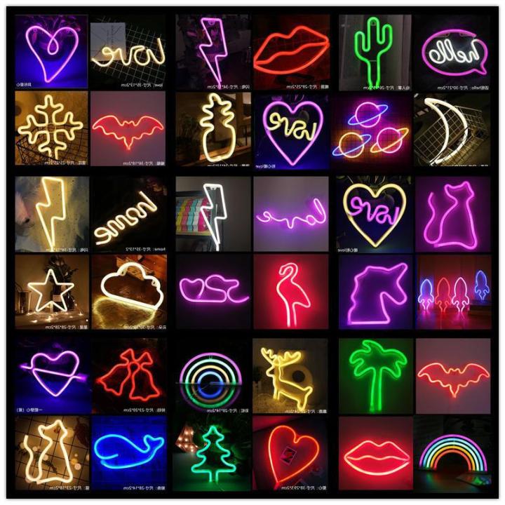 90 Styles LED Neon Night Light LED Cloud Lightning Christmas tree Neon ...