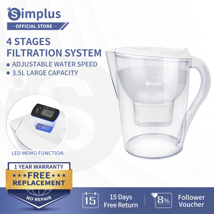 Simplus 3.5L Filter Kettle With Water Filter Jug Picther Water Purifier Jug Adjustable Speed ...