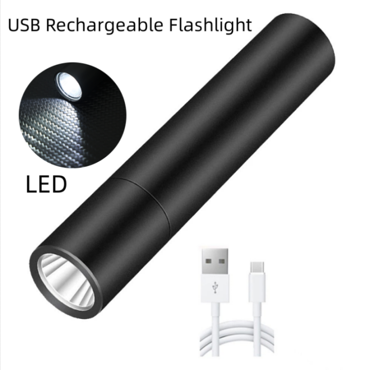 LED Mini Strong Light USB Rechargeable Flashlight Home Outdoor Camping ...