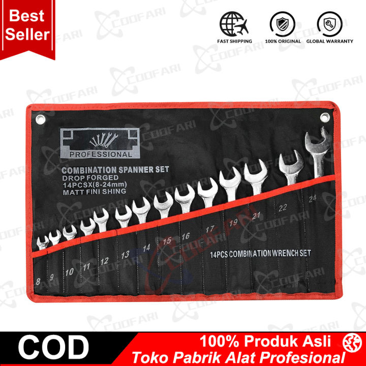COOFARI ORI Kunci Ring Pas Set 14 pcs/combination Wrench 14 pcs (8mm ...