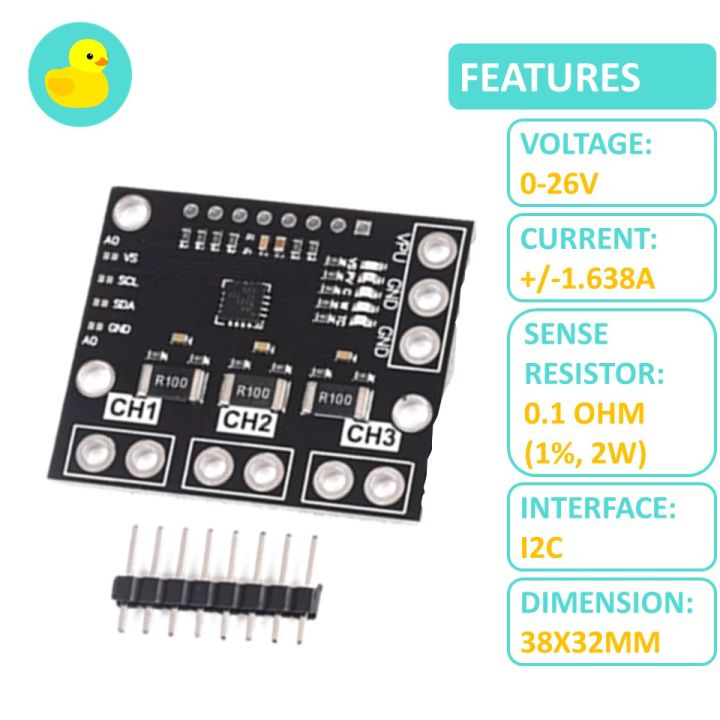 INA3221 Triple Channels I2C Voltage and Current Monitor Sensor Module ...