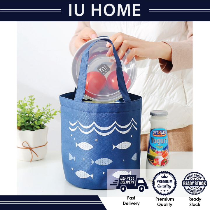 Portable Lunch Box Bento Bag Round Insulated Thermal Cooler Lunch Box ...