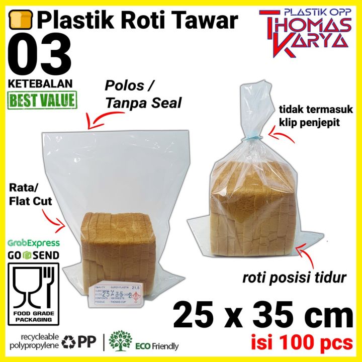 Plastik OPP Roti Tawar 25x35 Tanpa Lem isi 100 Kantong Bening Kemasan ...