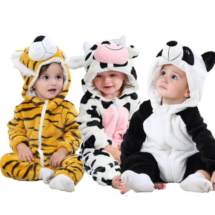 Baby Boy Clothes Tiger Panda Cow Cospaly Costumes Hooded Jumpsuit Baby Pajamas Sleepwear for ...