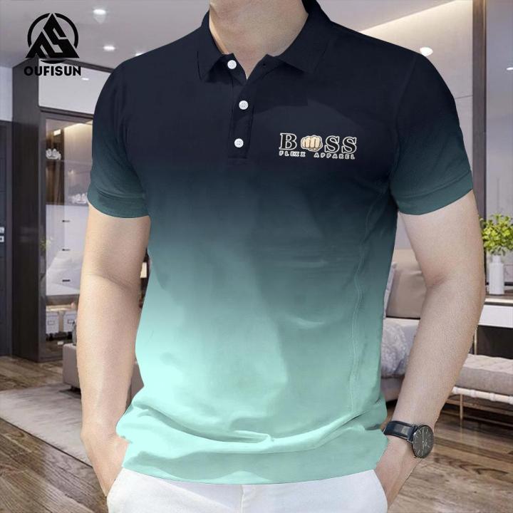 Fashion Polo Tshirts For Men Gradient Color Polo Shirts For Mens 3d ...