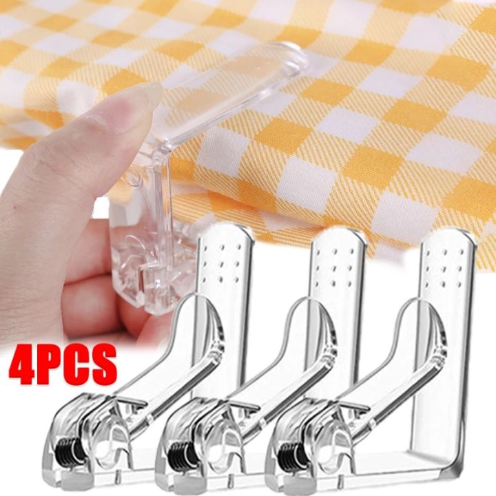 1/4PCS Transparent Tablecloth Clamp Anti-Slip Holder Clips with Spring ...