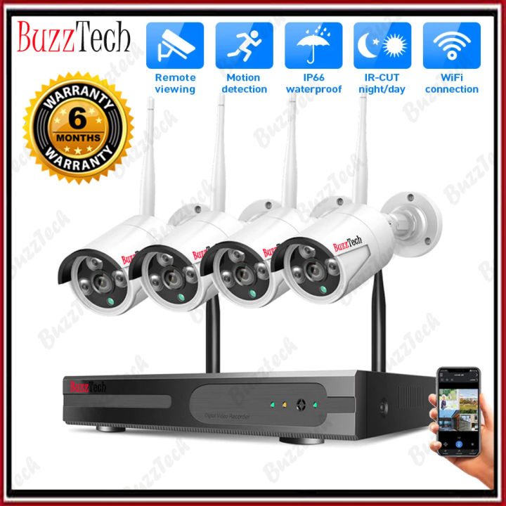 BuzzTech NVR Kits 4CH NVR CCTV System 3MP Full HD 1296P IP CAMERA ...