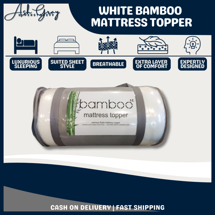 Bamboo Memory Foam White Mattress Topper - Premium, Soft ...