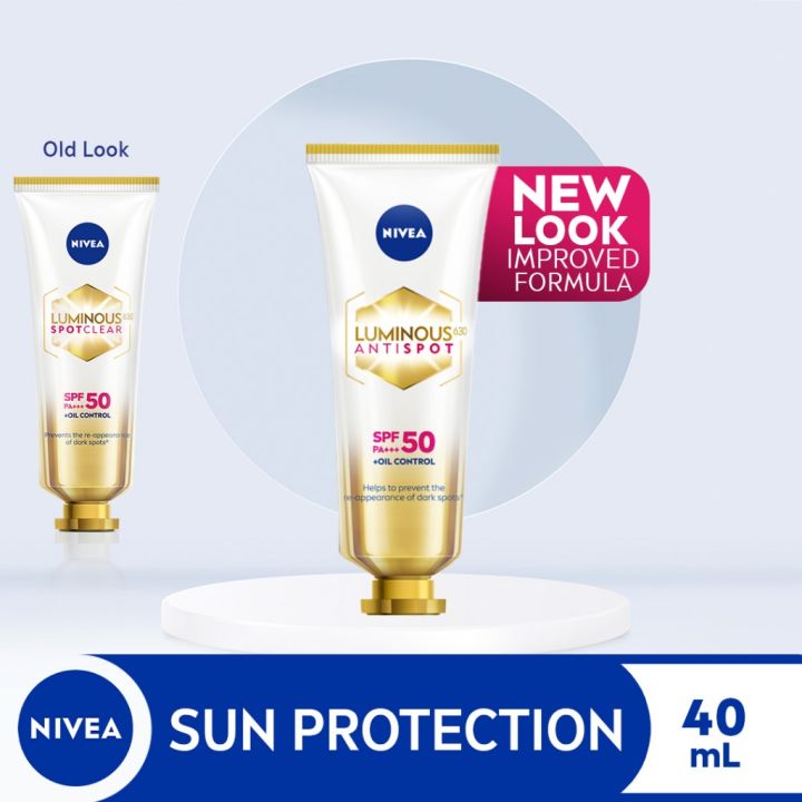 NIVEA Face Luminous 630 Spotclear Sun Protect SPF50 for prevents sun damage and dark spots, 40ml ...