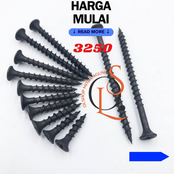 OLS Sekrup 50pc Mur Baut Skrup Baja Gypsum Gipsum 2cm 3cm 4cm 5cm 7cm ...