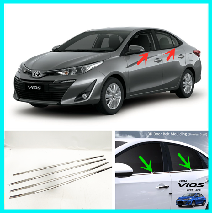 Toyota Vios 2019 - 2022 WINDOW MOULDING / WINDOW TRIM LINING/ CHROME ...