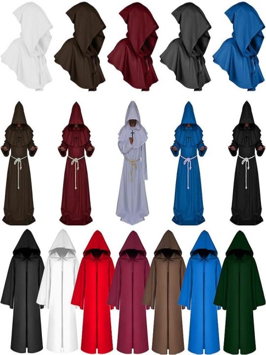 👗 Halloween Cosplay Costume Medieval Death Cloak Hooded Vampire Retro Jedi Knight Performance