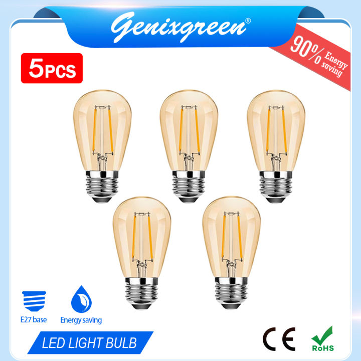 E27 Vintage LED Edison Bulb 1W 2W S14 Plastic LED Filament Bulbs 2700K ...