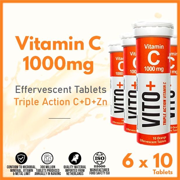 VITO+ Vitamin C Effervescent Tablet Triple Action C+D+Zn - YDC ...