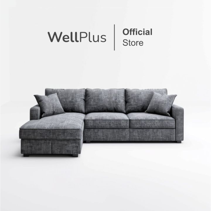 Wellplus โซฟาผ้า L-Shape แข็งแรง ทนทาน ดีไซน์สวย รองรับน้ำหนักได้ดี เหมาะสำหรับครอบครัว | Lazada ...