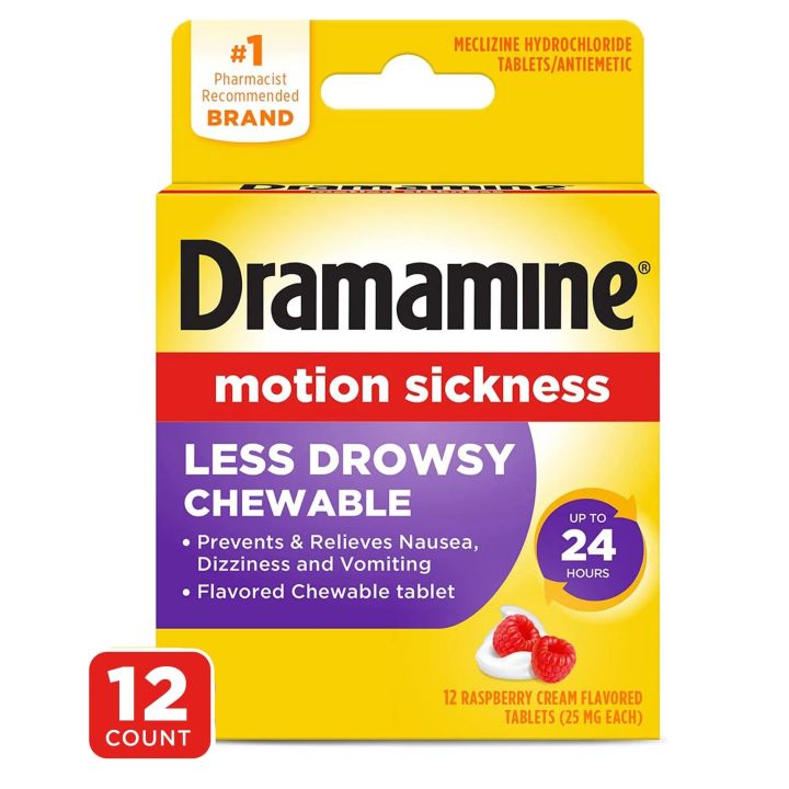 DRAMAMINE All Day Less Drowsy CHEWABLE, Motion Sickness Relief / Anti ...