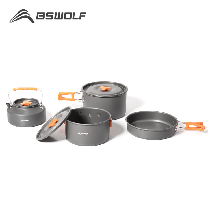 BSWolf อลูมิเนียมกลางแจ้งเครื่องครัวเครื่องใช้น้ำกาต้มน้ำหม้อกระทะชุด ...