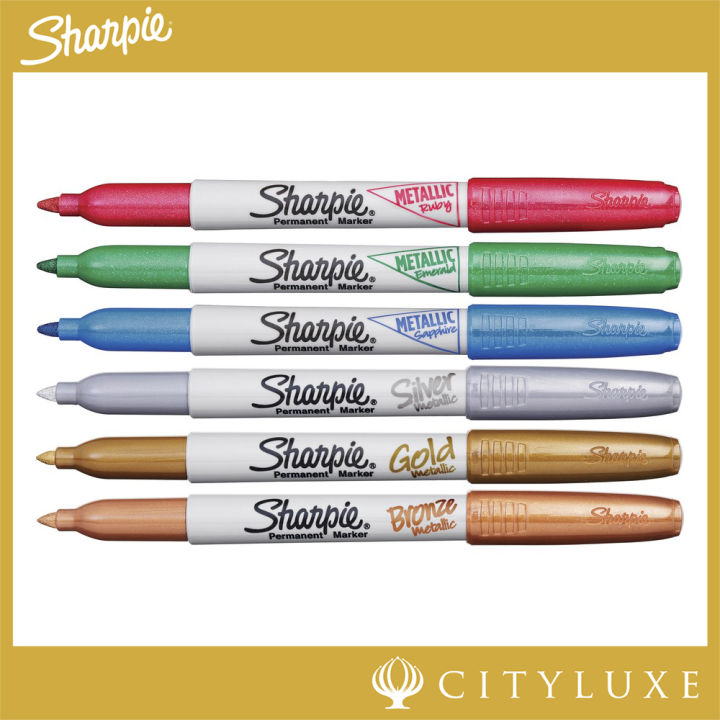 Sharpie Metallic Fine Point Permanent Markers Gold Silver Sapphire Ruby ...