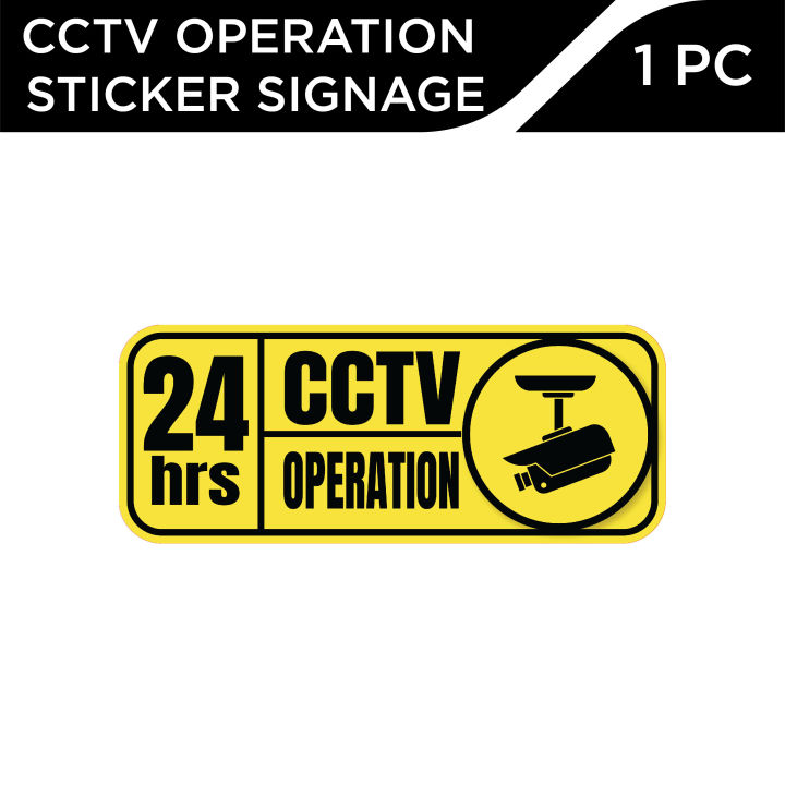 Dsign 24 HRS CCTV Operation 10x4" Sticker Signage Vinyl l Warning Sign ...