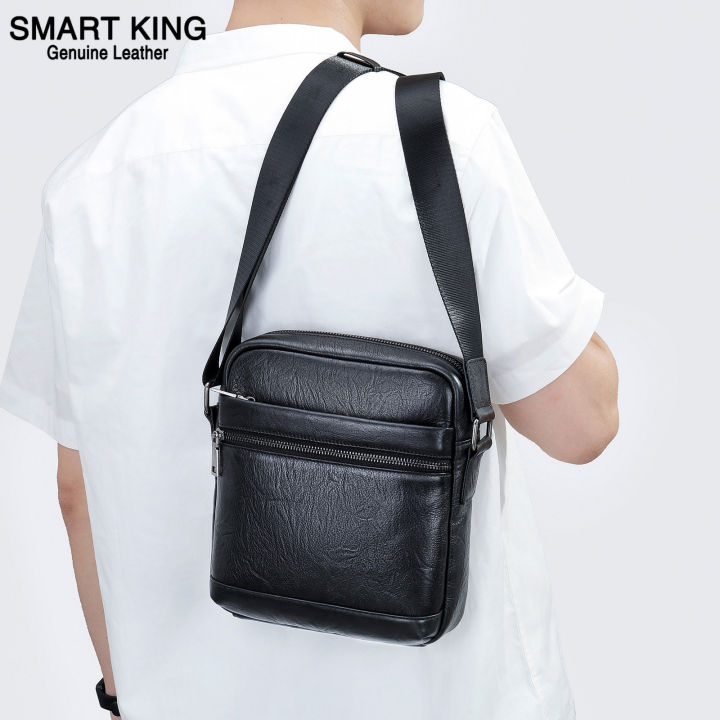 Smart King ใหม่สำหรับผู้ชายหนังวัวแท้สลิงกระเป๋าสะพายไหล่พาดลำตัวแฟชั่น ...
