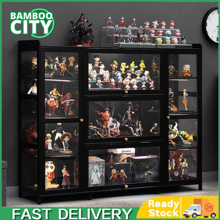 4/5Door bearing Display Cabinet Acrylic Bamboo Three Sided Transparency ...