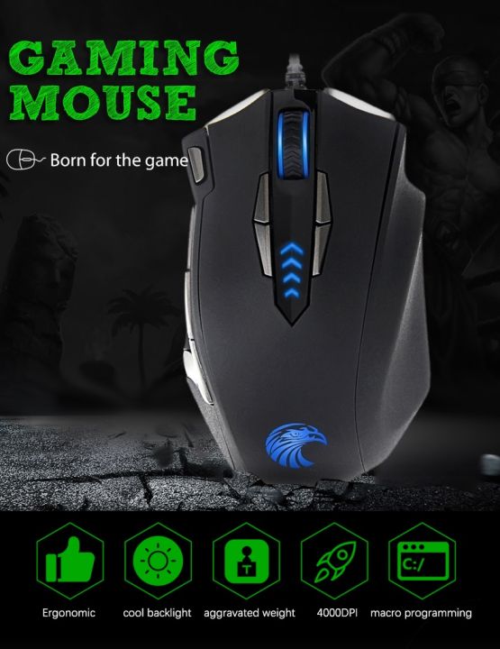 E-Element High Quality Z7900 Wired USB 4000 DPI Programmable Laser ...