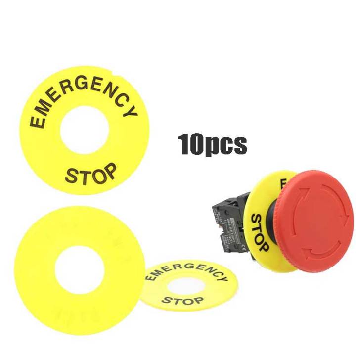 Name Plate Emergency Stop 10pcs Label Emergency Stop 22 mm 60 mm ...