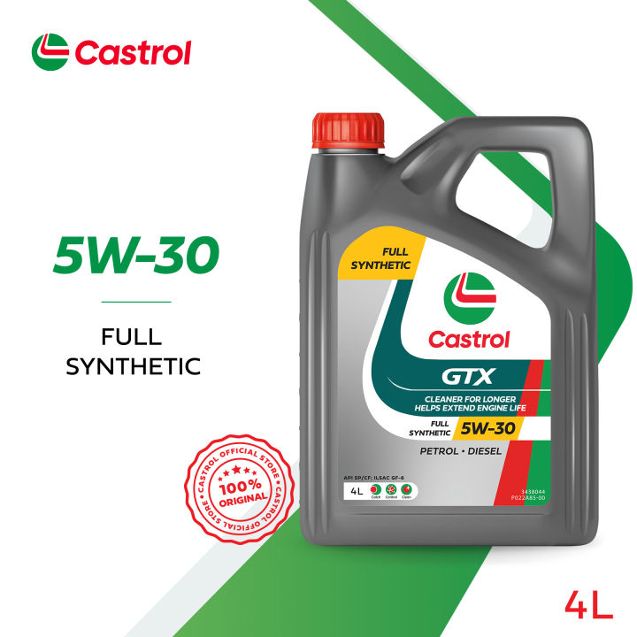 Castrol GTX 5W-30 (4L) Full Synthetic Engine Oil API SP ILSAC GF-6 for Petrol and Diesel ...