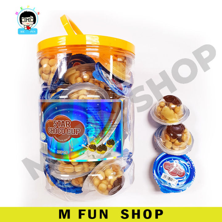 *Halal* 30Pcs Star Choco Big Cup Chocolate Biscuit Individual Pack (± ...