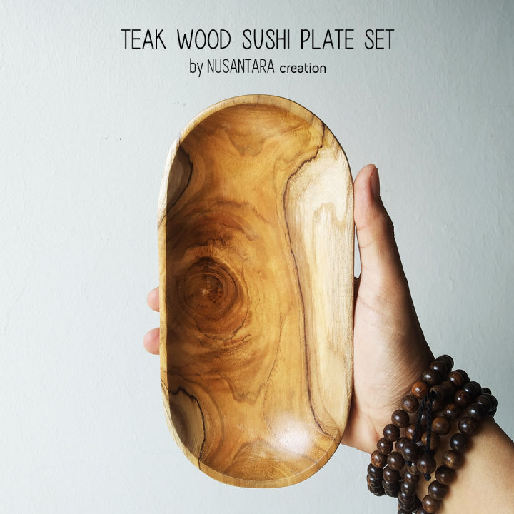 Teak Wood Serving Plate – Sushi, Snacks & More | Rectangle & Oval | Lazada