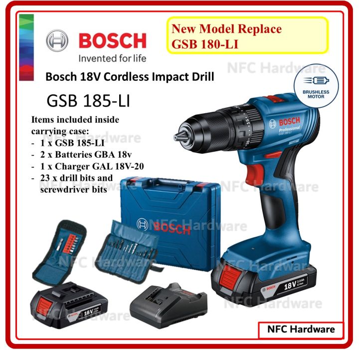 BOSCH GSB 185 LI Cordless Impact Drill 18V GSB 185-LI | Lazada