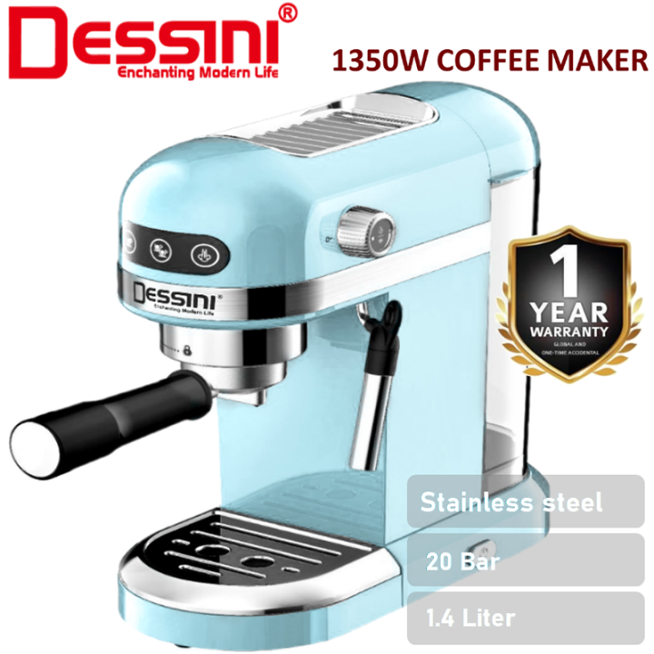 DESSINI ITALY 20 Bar 1.4L Espresso Coffee Maker Brew Froth Cappuccino ...