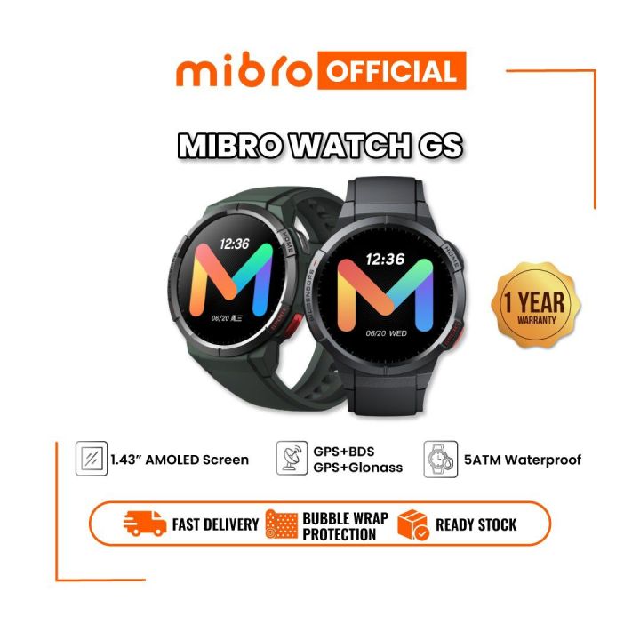 Mibro GS Smartwatch GPS 1.43" AMOLED SpO2 Blood Oxygen Heart rate ...