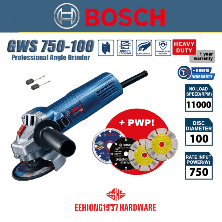 EEHIONG1977 BOSCH GWS 750-100 4" Heavy Duty Professional Angle Grinder ...