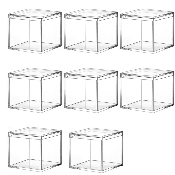 8 Pieces Of Transparent Acrylic Plastic Square Square Jewelry Box Mini ...