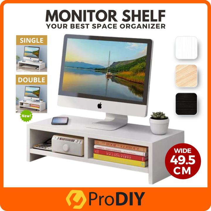 PRODIY SINGLE / DOUBLE Monitor Shelf Rack Book Desktop Monitor Rack ...