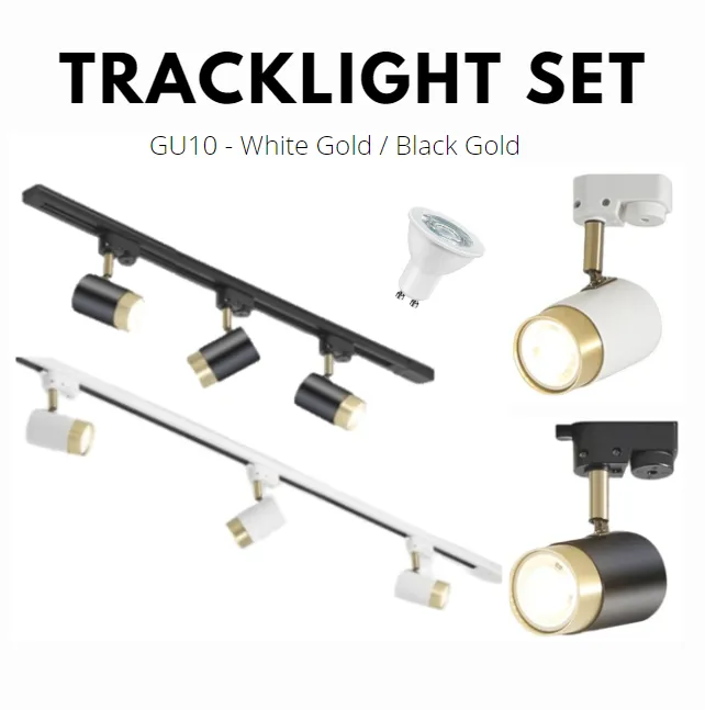 GU10 Spotlight Track Light Black White with Gold Trimming Modern Design ...