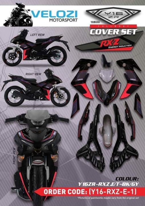 VELOZI YAMAHA Y16ZR Y16 ENERGY RXZ SIAP TANAM COVER SET COVERSET PURPLE ...