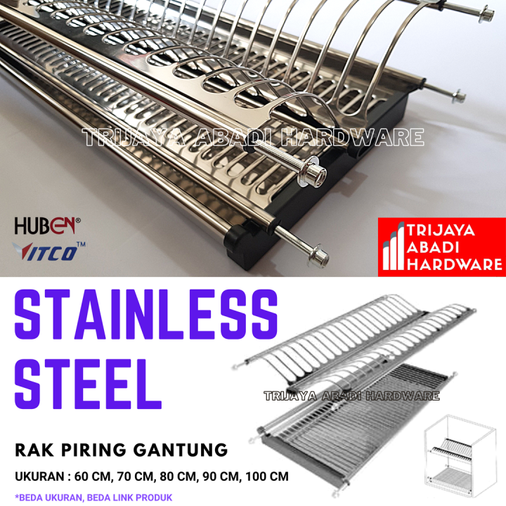 Rak Piring Kabinet Stainless Steel 90 CM - Rak Piring Gantung | Lazada ...